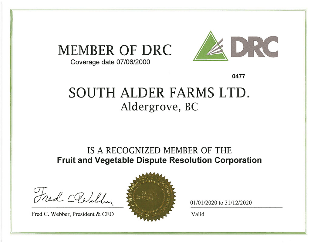 Certifications – South Alder Farms